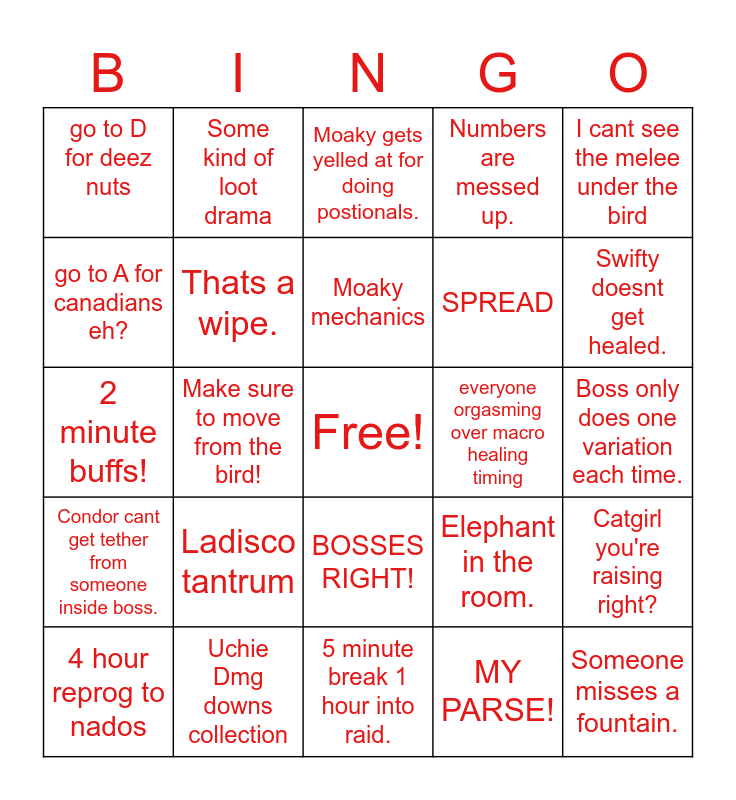 Cat girls and dragons raid night. Bingo Card