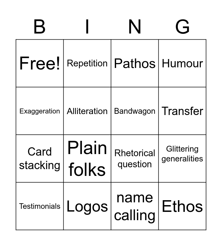 PROPAGANDA Bingo Card