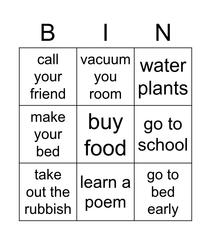 Do You Have To Do It Today Bingo Card Do You Have To Do It Today Bingo Card