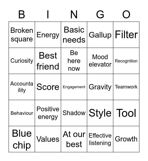 ESG Away Day Bingo Card