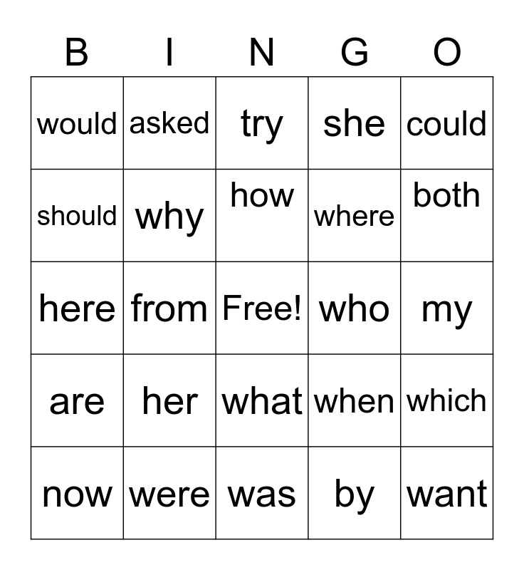 Step 2 Bingo Card