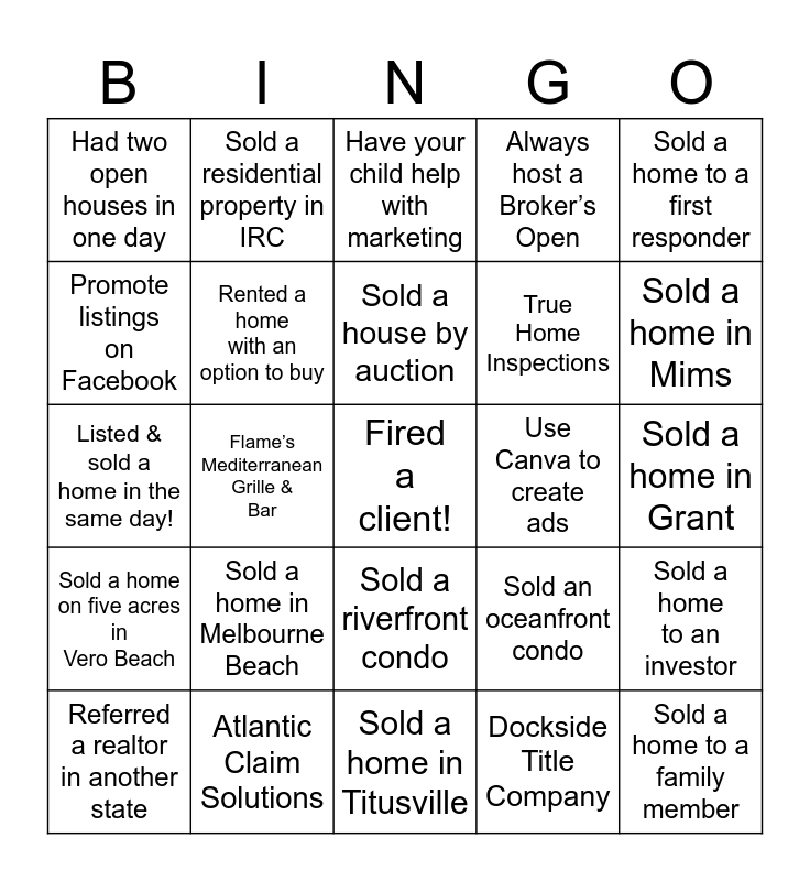 REALTORS & FRIENDS LUNCHEON Bingo Card