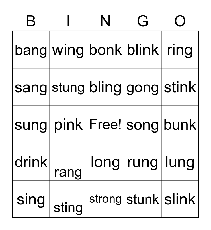 Glued Sounds Bingo Card