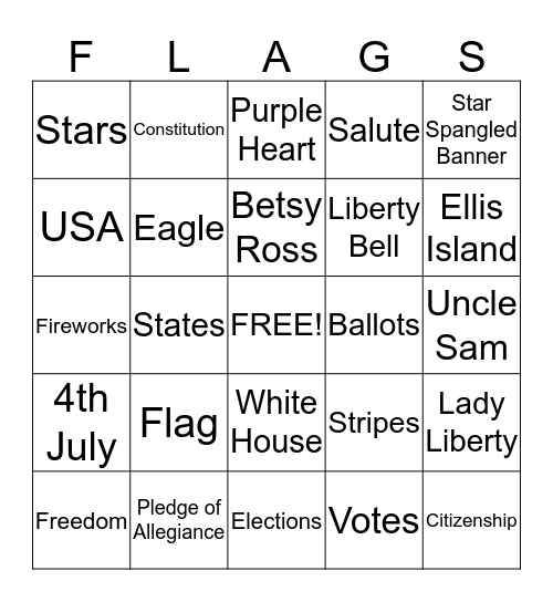 PATRIOTIC BINGO Card