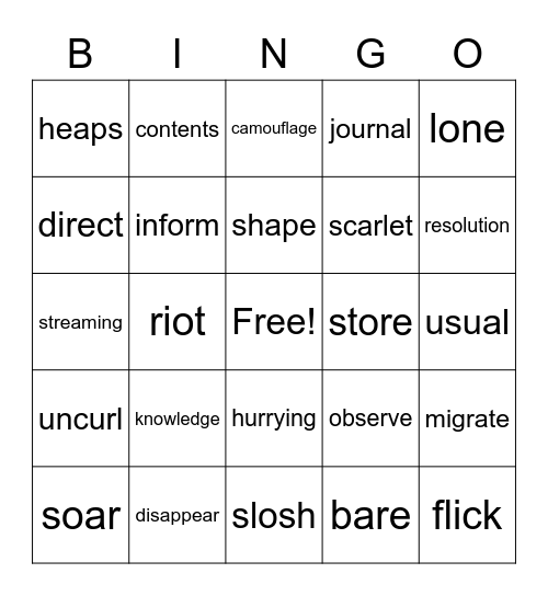 Wit & Wisdom Module 1--2nd Grade Bingo Card