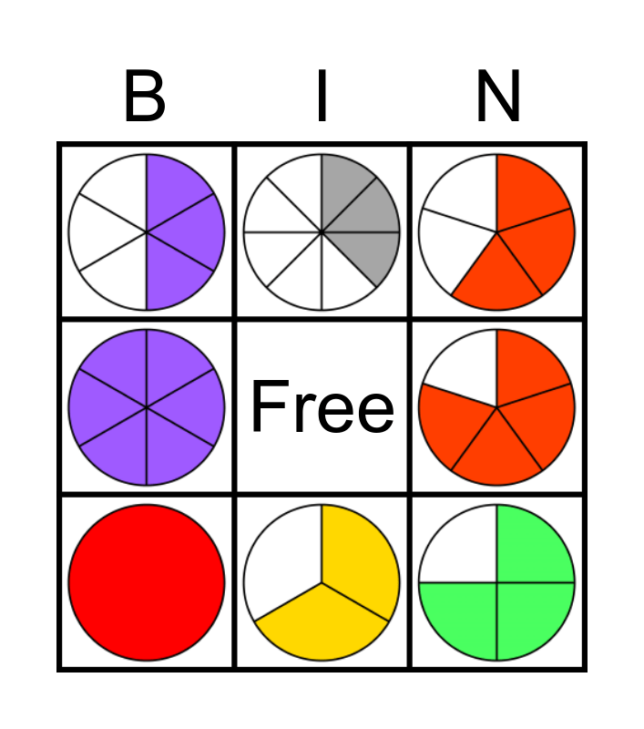 Fraction Circles Bingo Card