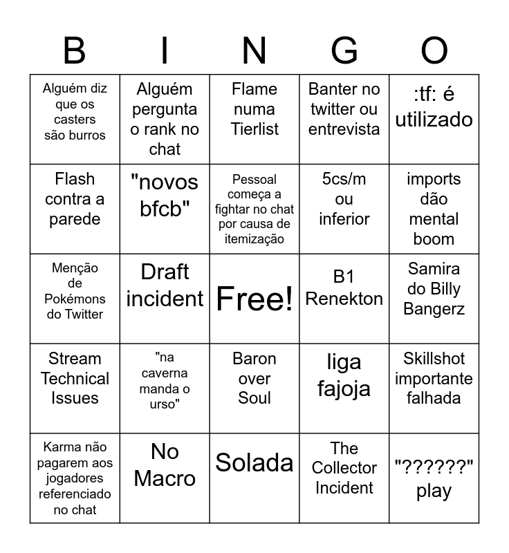 Bingo do Bingus Bingo Card