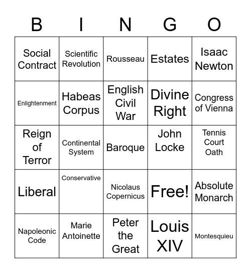 Unit 5 Vocab Sheet 2 Bingo Card