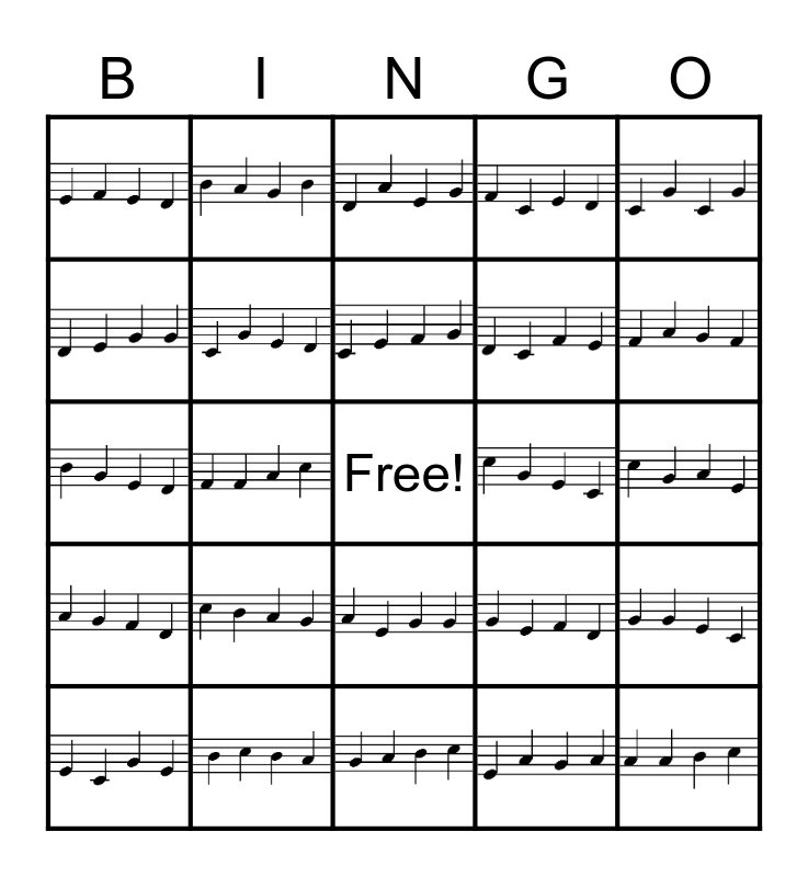Solfege Bingo Card