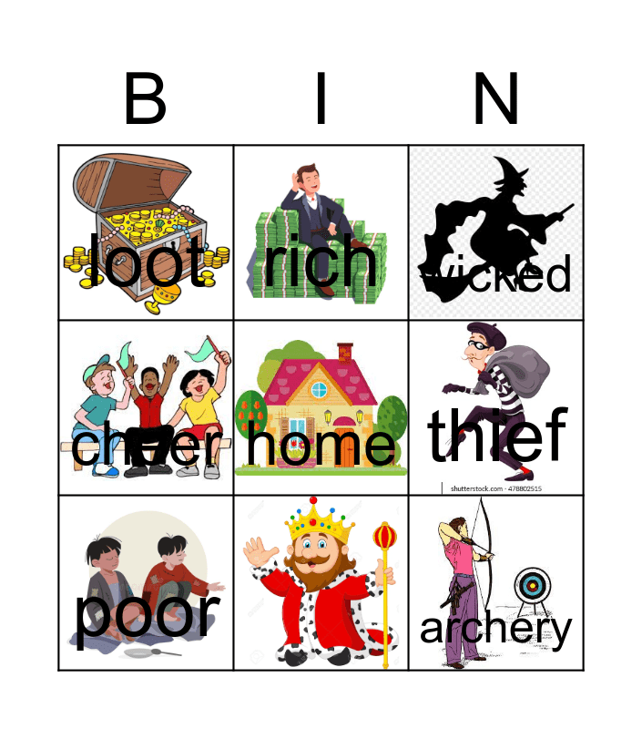Robin Hood Bingo Card
