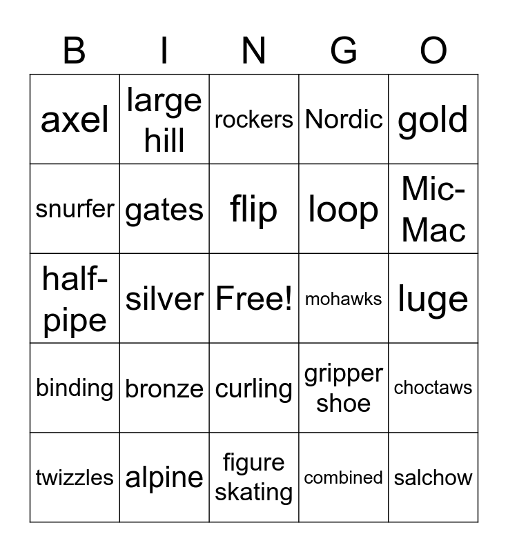 Beijing 2022 Bingo Card