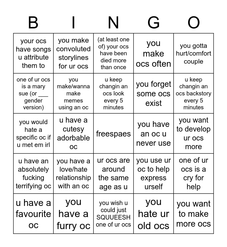 OC BINGO 2 Bingo Card
