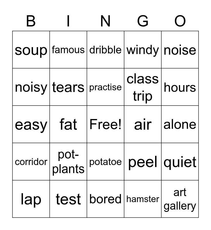 3a Lesson 32-36 Bingo Card