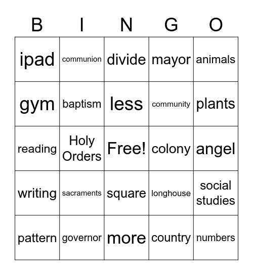 Catholic Schools Week 2-8 Bingo Card