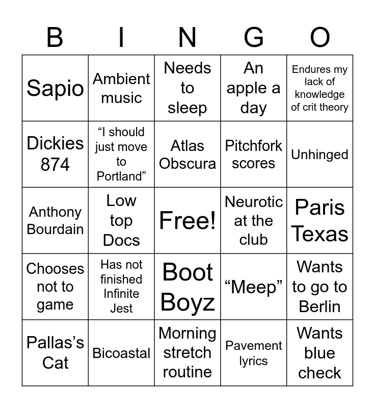 Would you vibe with Ted Bingo Card