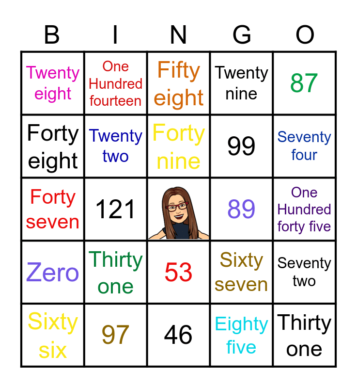 All About Numbers Bingo Card