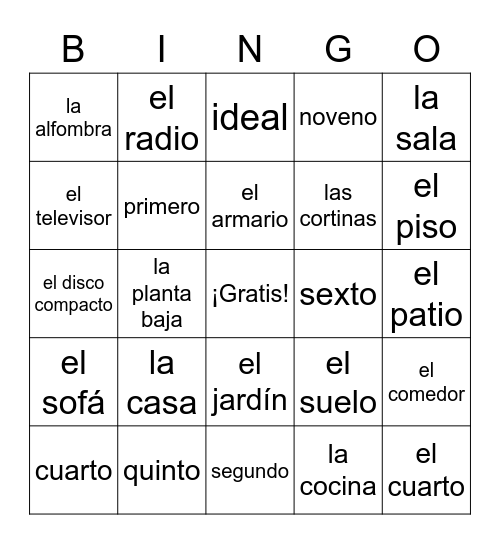 En la casa Bingo Card