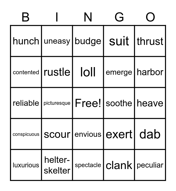 Weeks 9-12 VOCAB. Bingo Card