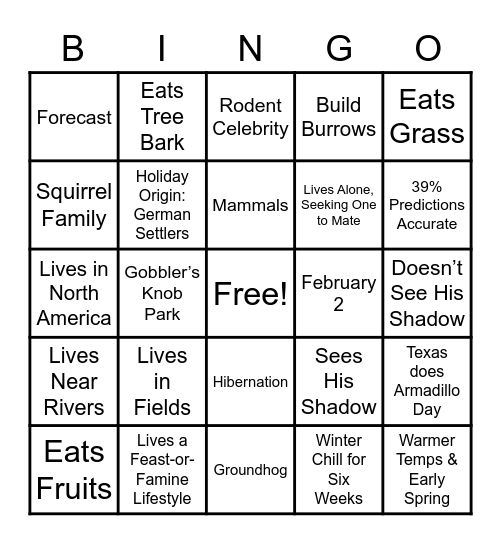 Happy Groundhog Day! Bingo Card