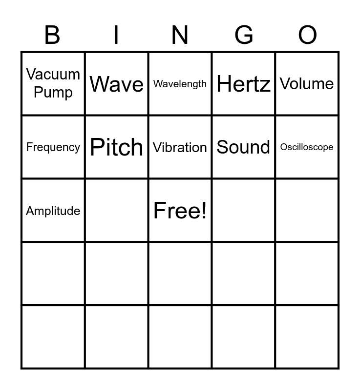 Waves of Sound Bingo Card