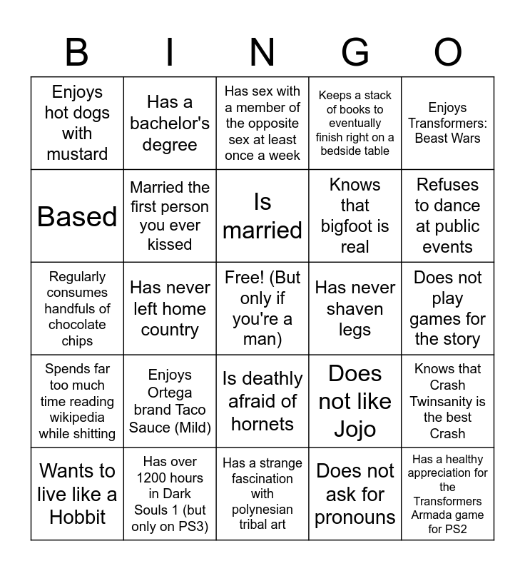 Straight Bingo Card