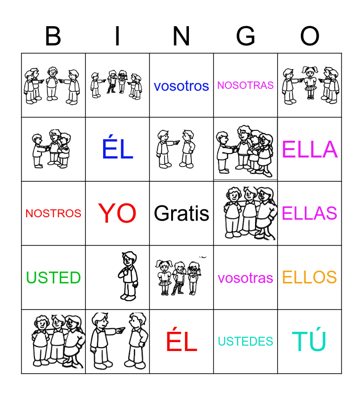 PRONOMBRES Bingo Card