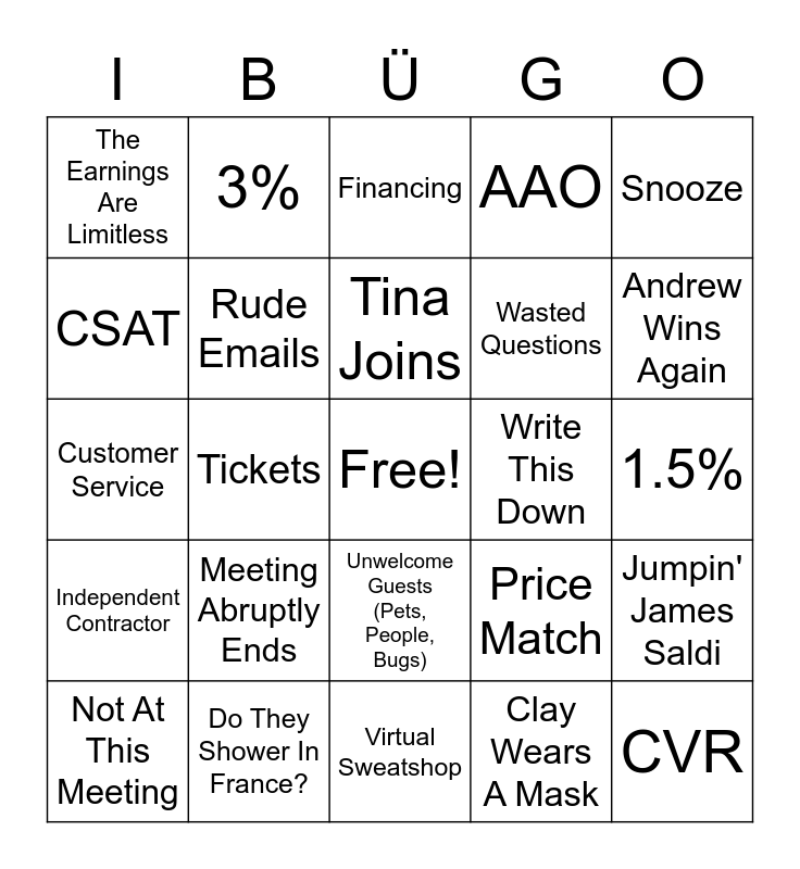 IBÜGO 2: The One With Prizes Bingo Card