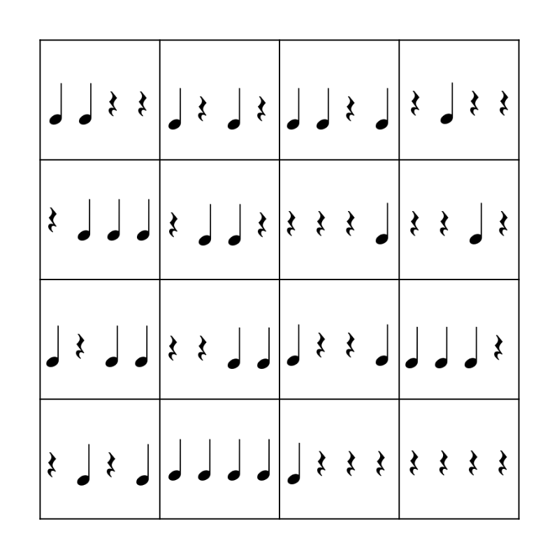 Quarter Note/Rest Bingo Card