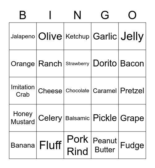 SINGLE PRINGLE Bingo Card