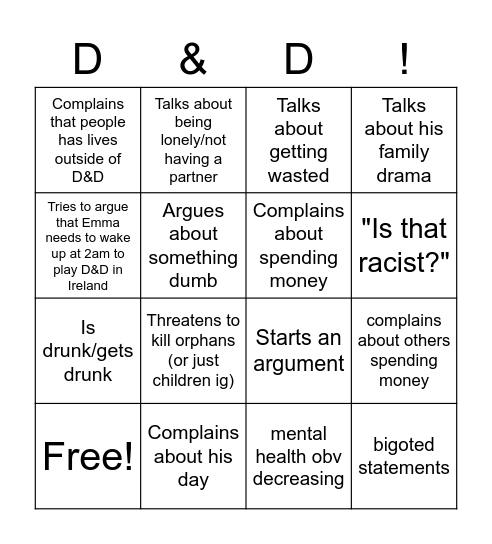 D&D Bingo Card