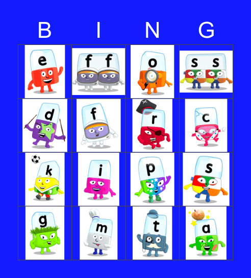 Alphablocks Phase 2 Bingo Card