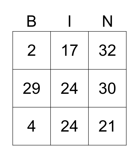 Number Bingo 1-99 Bingo Card