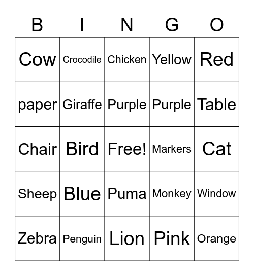 Monday Bingo Card