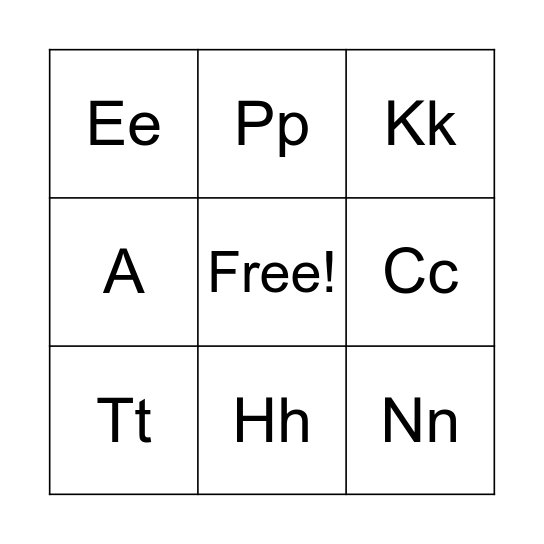 Letter Review Bingo Card