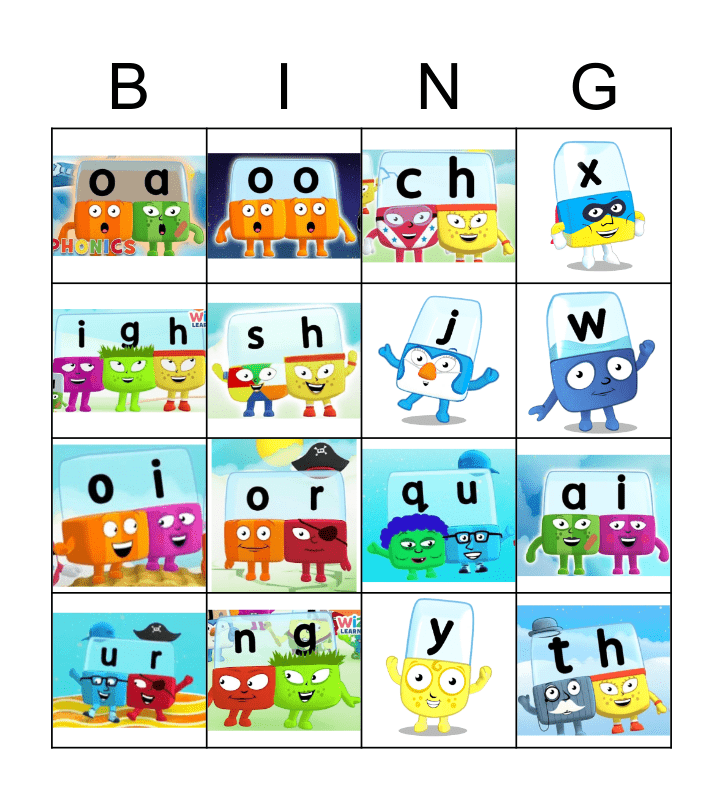 Alphablocks Bingo Phase 3 Bingo Card