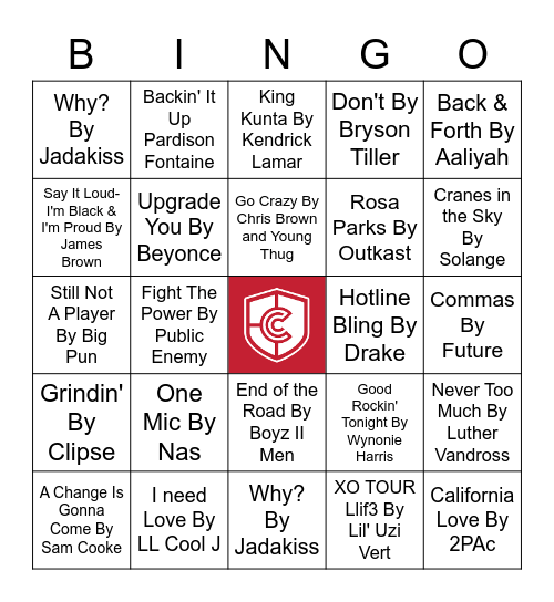 Hip Hop and R&B Bingo Card