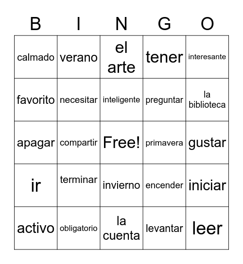 la escuela-el colegio Bingo Card
