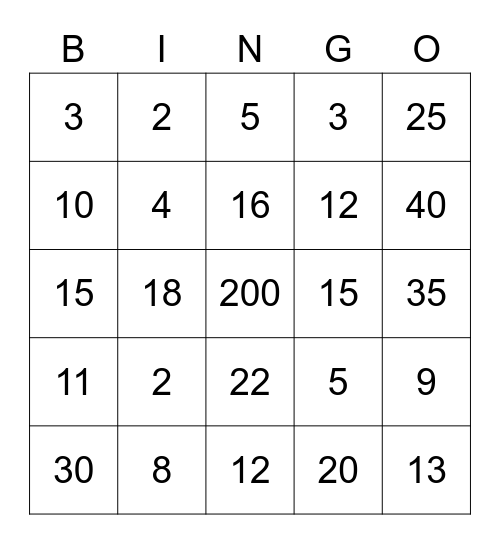 Dice Bingo Sheet Bingo Card