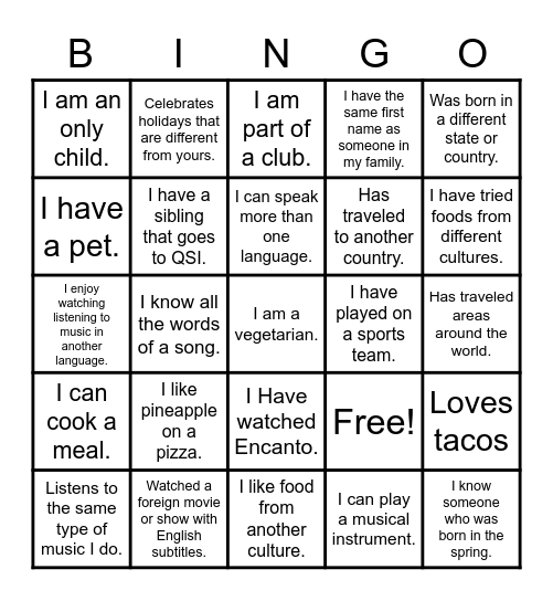 Diversity Bingo Card Diversity Bingo Card