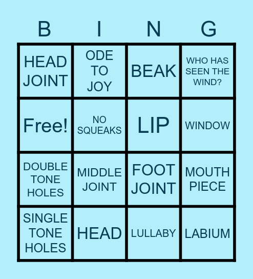 Recorder Bingo Card