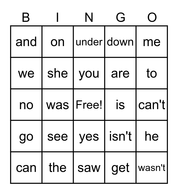 Beginning SIPPS (lesson 25) Bingo Card