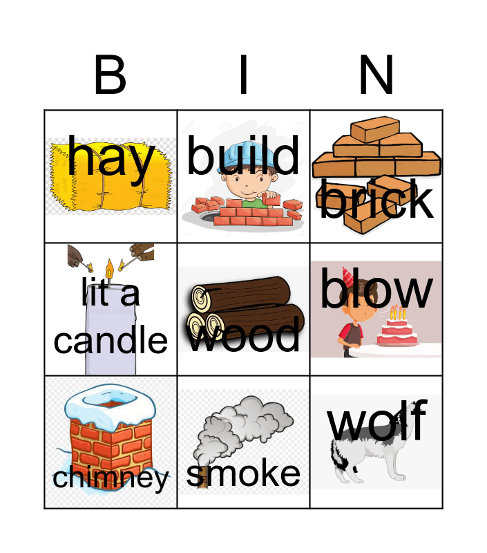 The three littl pigs Bingo Card