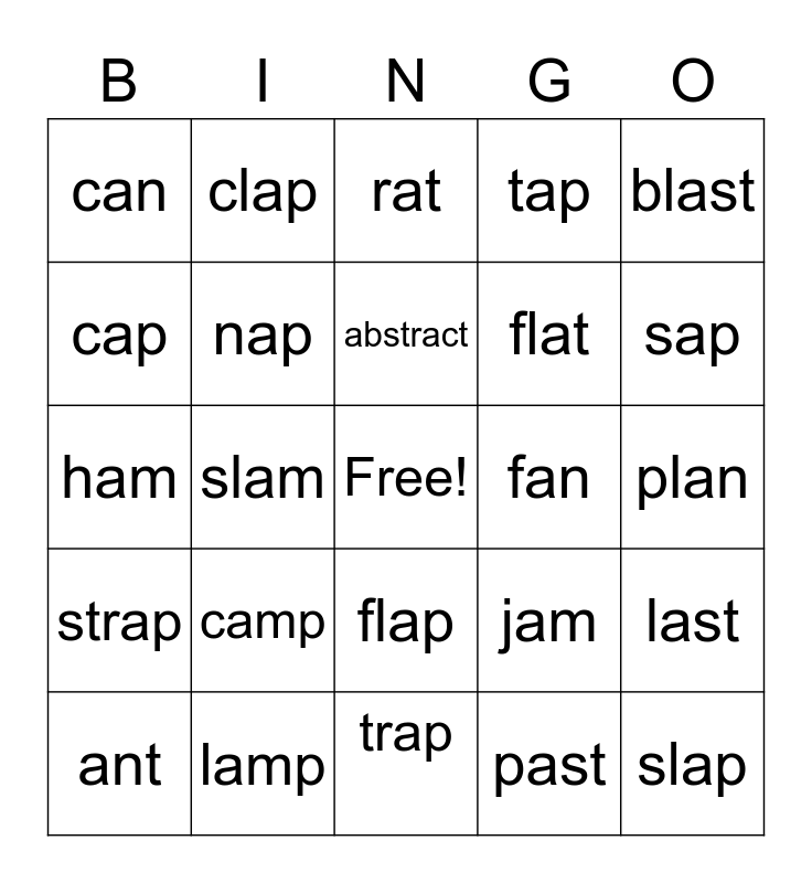Unit 2 words Bingo Card