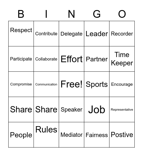 Teamwork Bingo Card