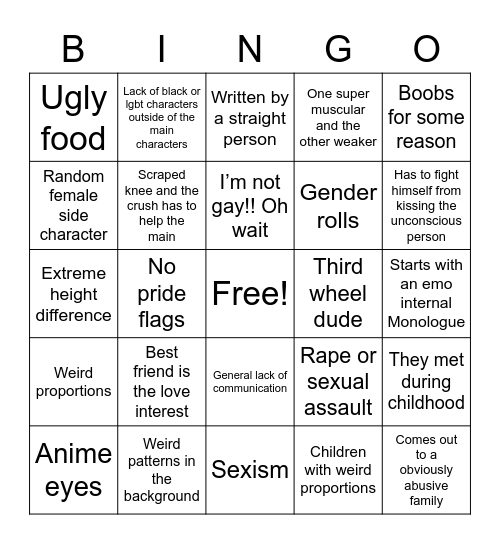 If you have less than 3 than you have a good bl Bingo Card