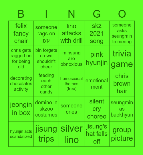 chocolate factory Bingo Card