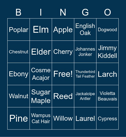 FFS Bingo - Wands Edition Bingo Card