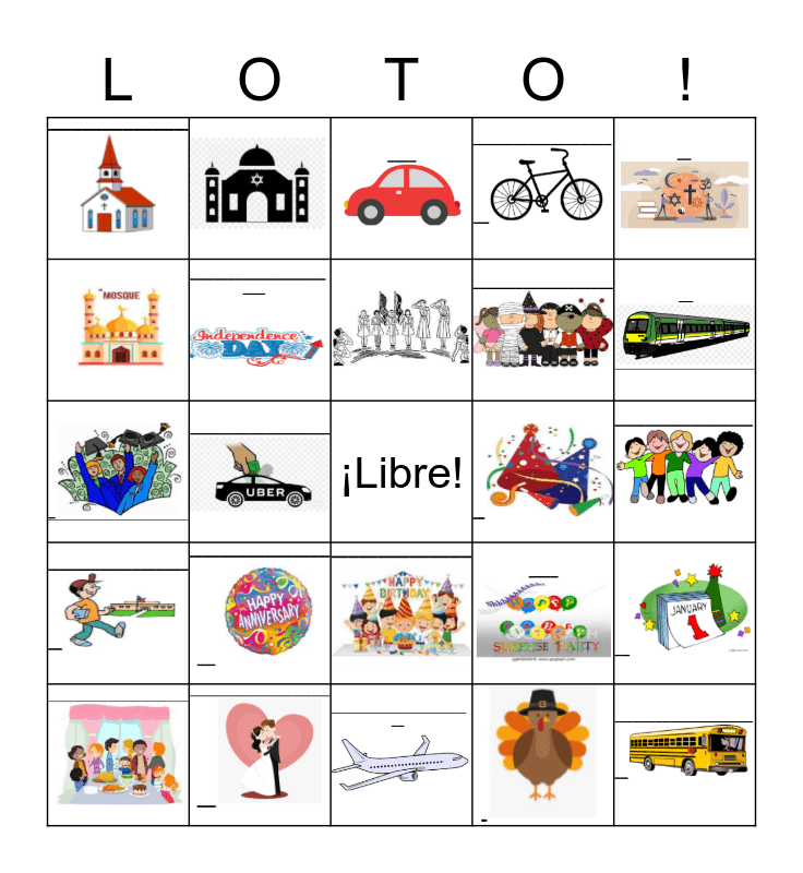 Mi tiempo libre Bingo Card