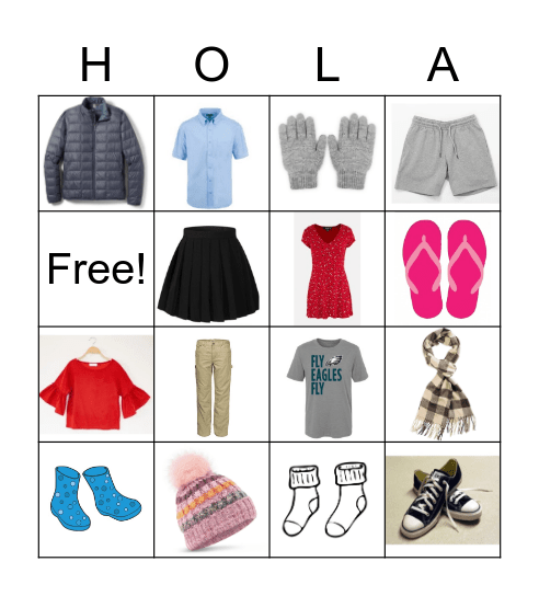 La ropa Bingo Card