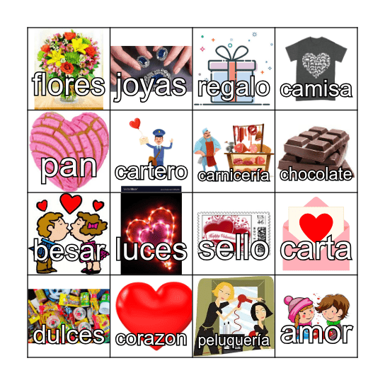 Día de San Valentín Bingo Card